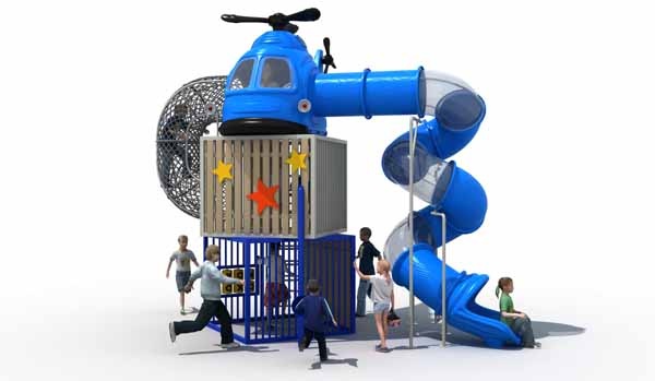 Outdoor Helicopter Theme Playground Play Carton With climbing tunnel