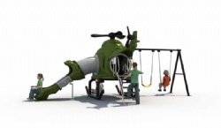 Outdoor Helicopter Theme Playground Role Play with Swingset